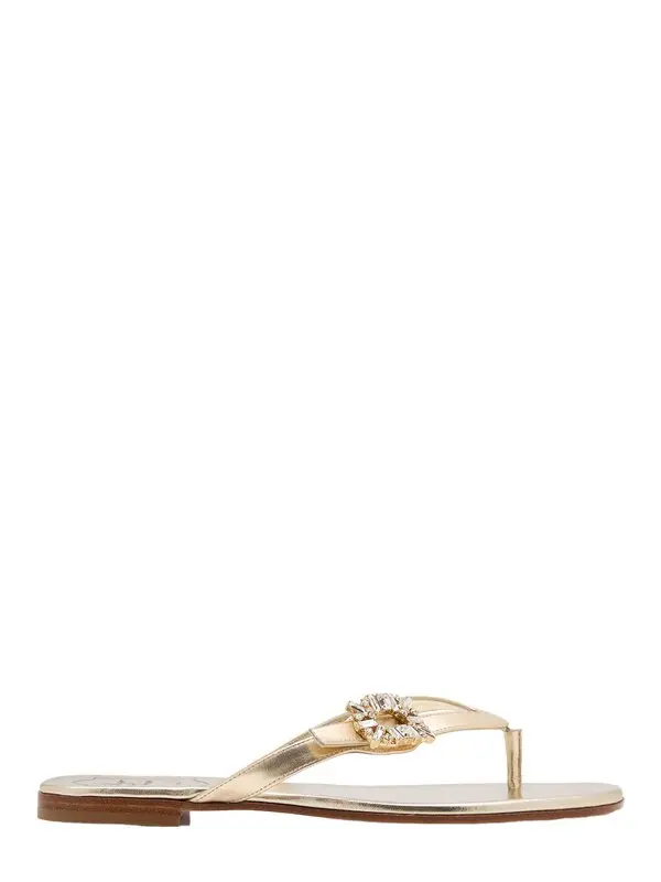 ROGER VIVIER Crystal Embellished Leather Sandals - Gold