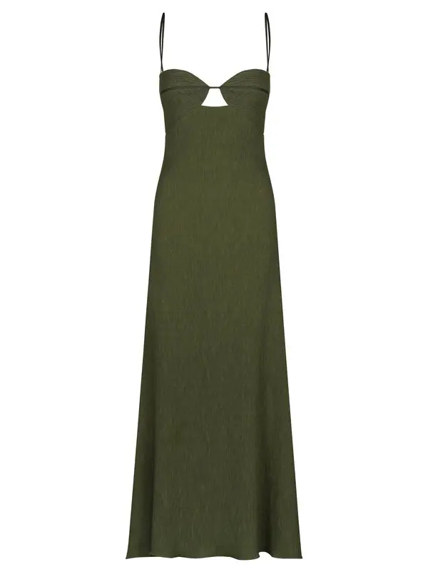 Johanna Ortiz Dream Spinner Satin Maxi Dress - Green