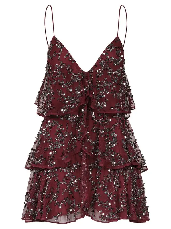 Johanna Ortiz Embellished Chiffon Mini Dress - Multi