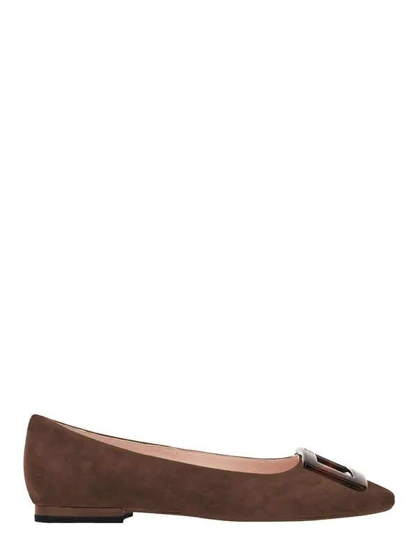 ROGER VIVIER Gommettine Leather Ballet Flats - Brown