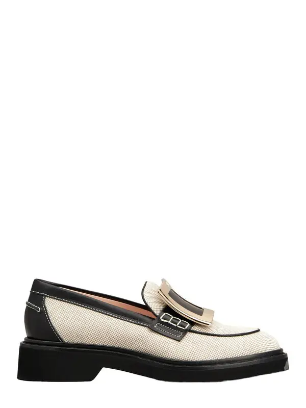 ROGER VIVIER Viv' Rangers Leather-trimmed Loafers - Black,white