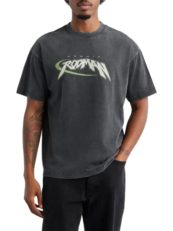 ID SUPPLY CO Dennis Rodman Never Rests Graphic T-shirt - Washed Black