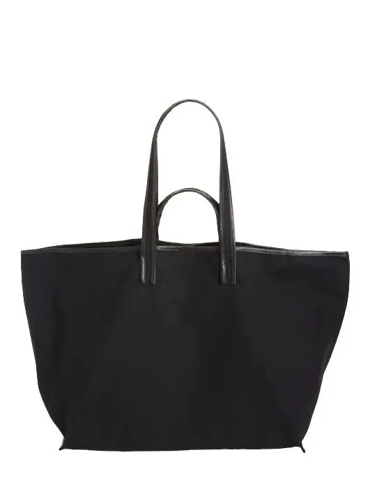 KASSL EDITIONS Canvas Tote With Contrast Trim - Black Oil Black