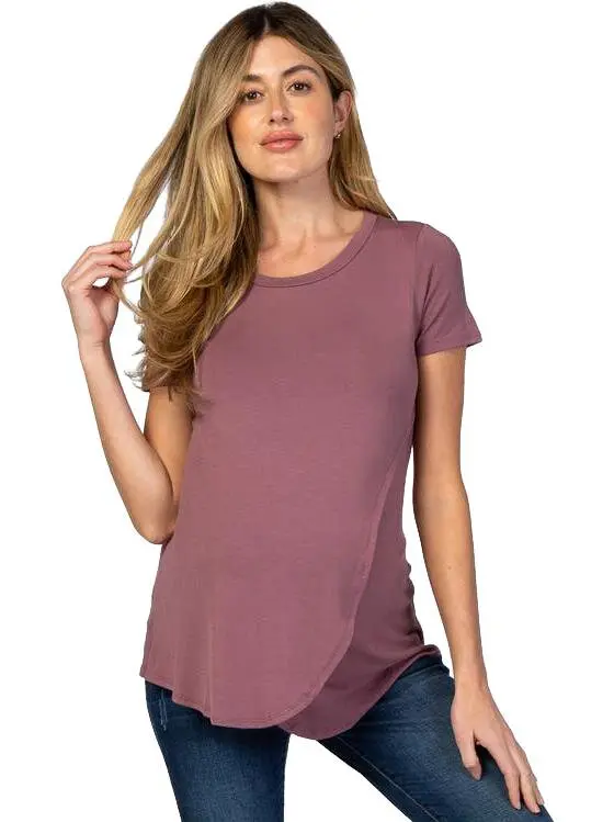 PINKBLUSH Layered Wrap Front Nursing Top - Mauve