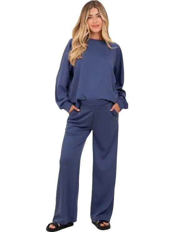 PINKBLUSH Crewneck Pullover Pant Set - Blue