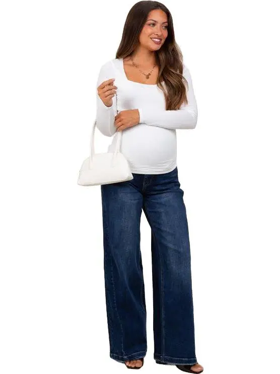 PINKBLUSH Maternity Wide-leg Jeans - Navy Blue
