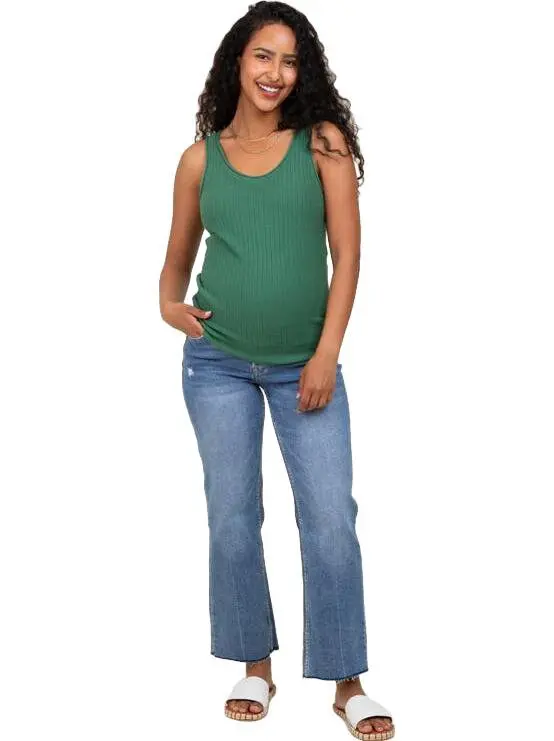 PINKBLUSH High Rise Ankle Straight Maternity Jeans - Blue