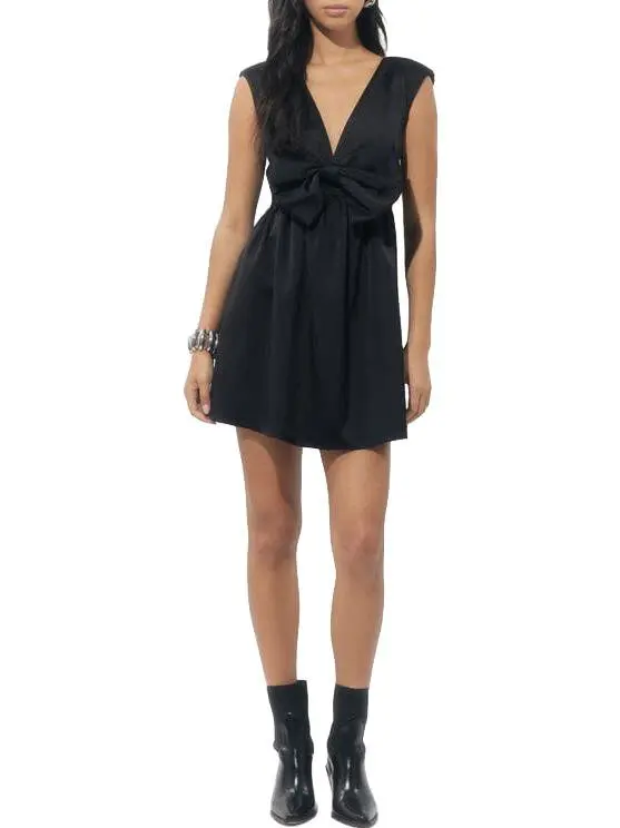 Adelyn Rae Elaine Taffeta Bow Minidress - Black