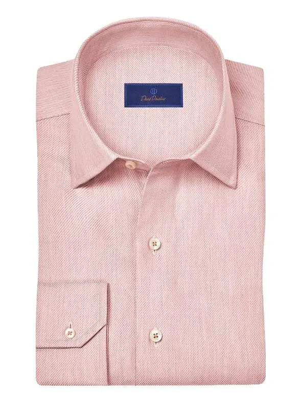 David Donahue Cotton & Cashmere Solid Sport Shirt - Pink