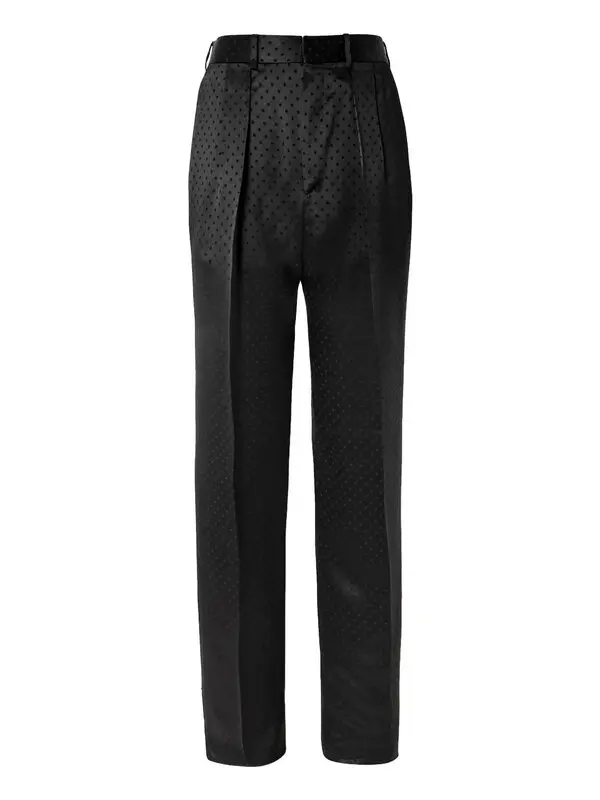 TOM FORD Straight-leg Pleated Polka-dot Satin Tuxedo Trousers - Black