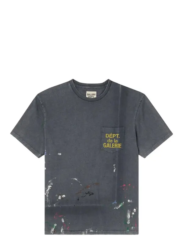 GALLERY DEPT. Logo-print Paint-splattered Cotton-jersey T-shirt - Gray
