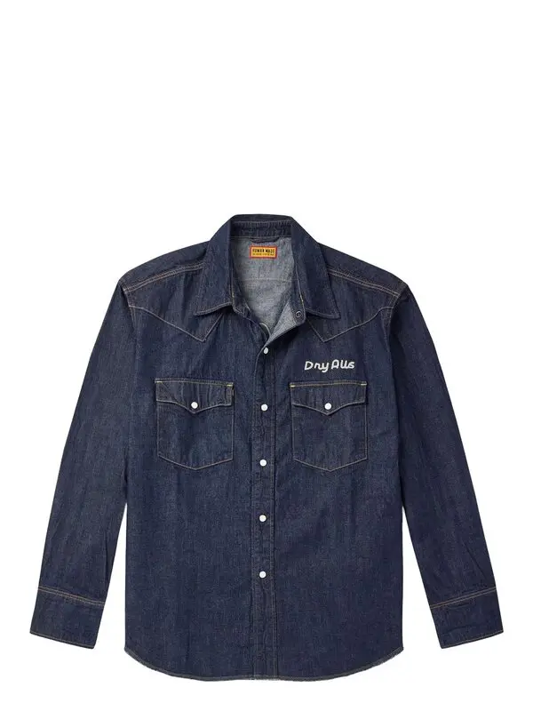 HUMAN MADE Embroidered Denim Shirt - Blue