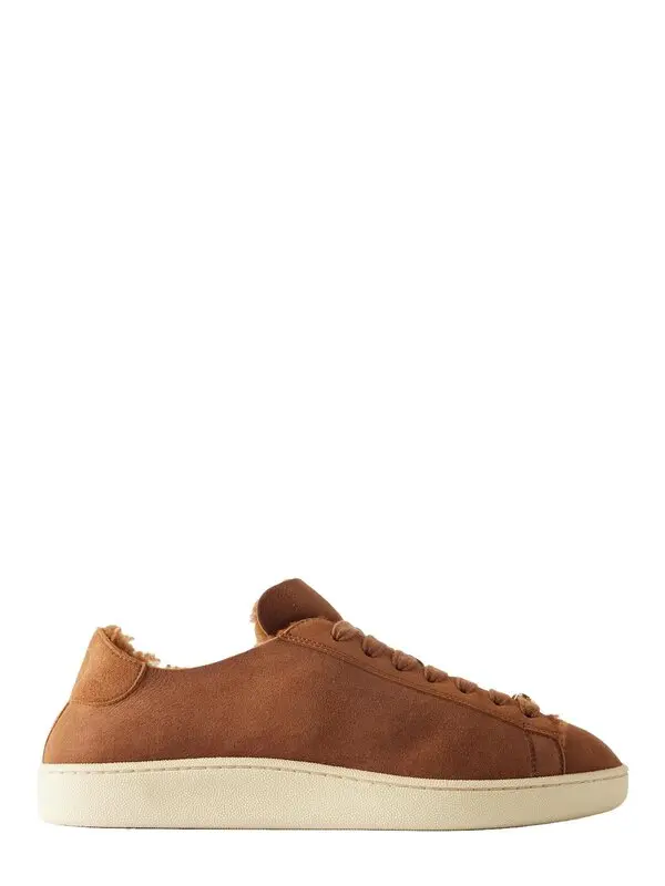 Valentino Garavani Shearling-lined Suede Sneakers - Brown