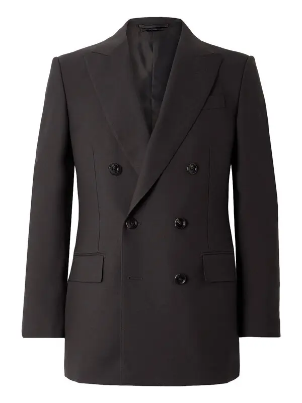 TOM FORD Hopsack Double-breasted Wool Suit Jacket - Burgundy