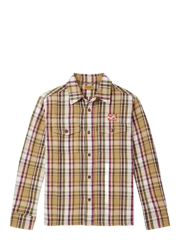 HUMAN MADE Logo-appliquéd Checked Cotton Shirt - Neutrals