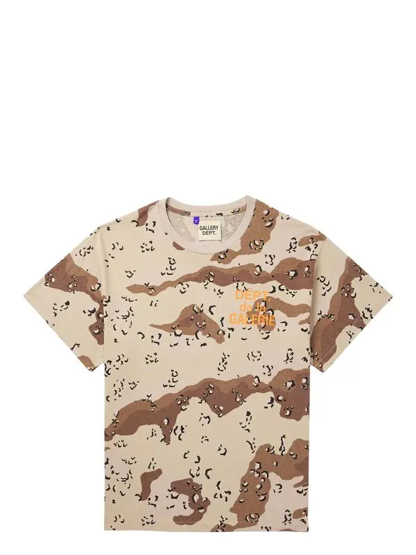 GALLERY DEPT. Logo-print Camouflage-print Cotton-jersey T-shirt - Neutrals
