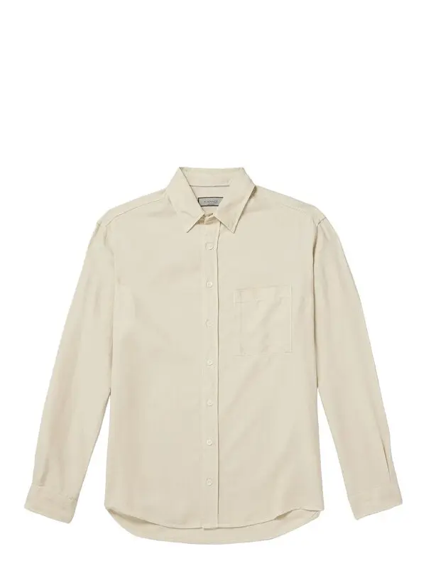 Canali Garment-dyed Lyocell-twill Shirt - Neutrals