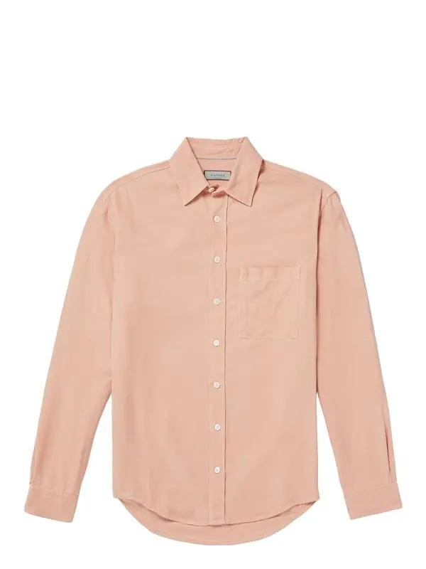 Canali Garment-dyed Lyocell-twill Shirt - Pink