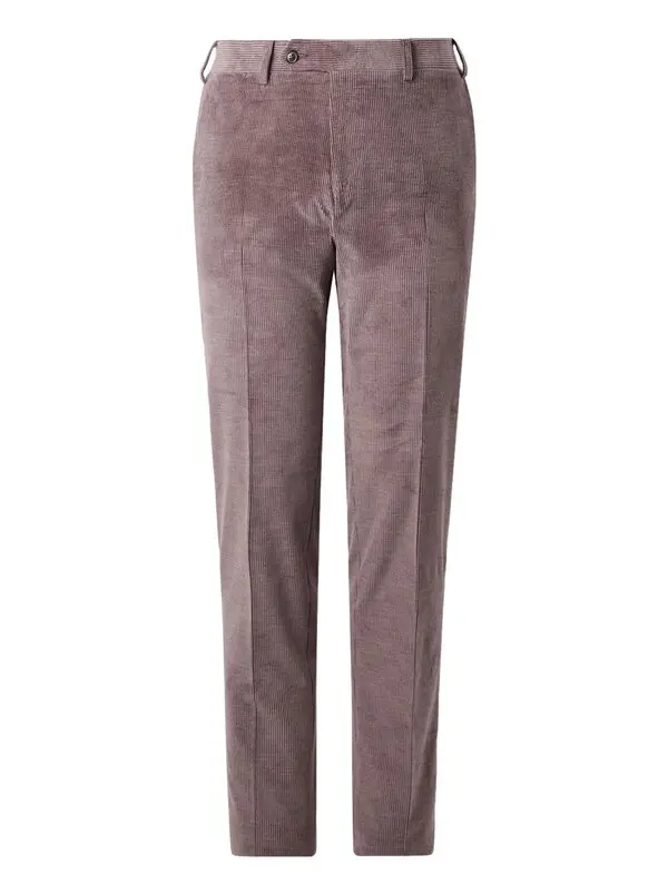Canali Tapered Cotton-blend Corduroy Trousers - Pink