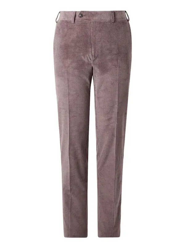 Canali Tapered Cotton-blend Corduroy Trousers - Pink