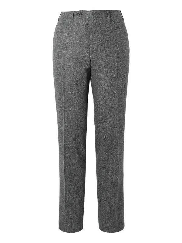 Canali Tapered Wool-blend Twill Suit Trousers - Gray