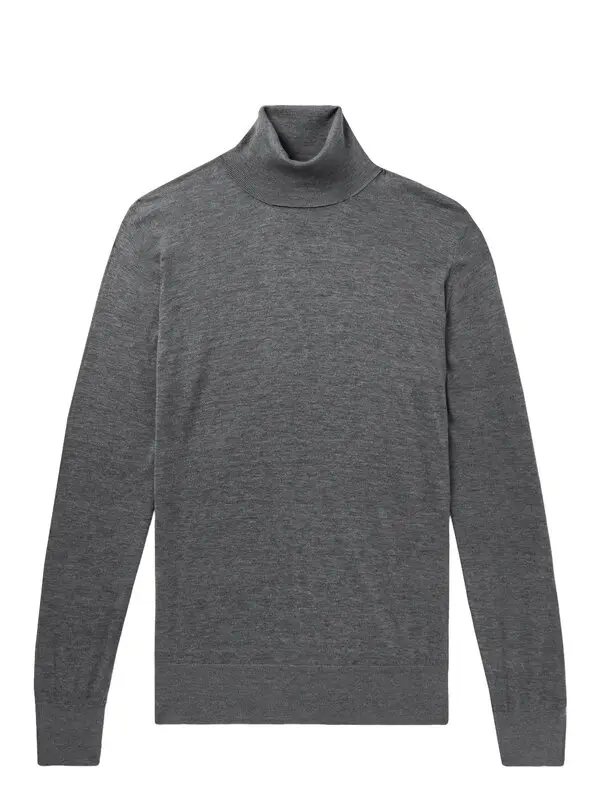 Brunello Cucinelli Silk And Cotton-blend Rollneck Sweater - Gray