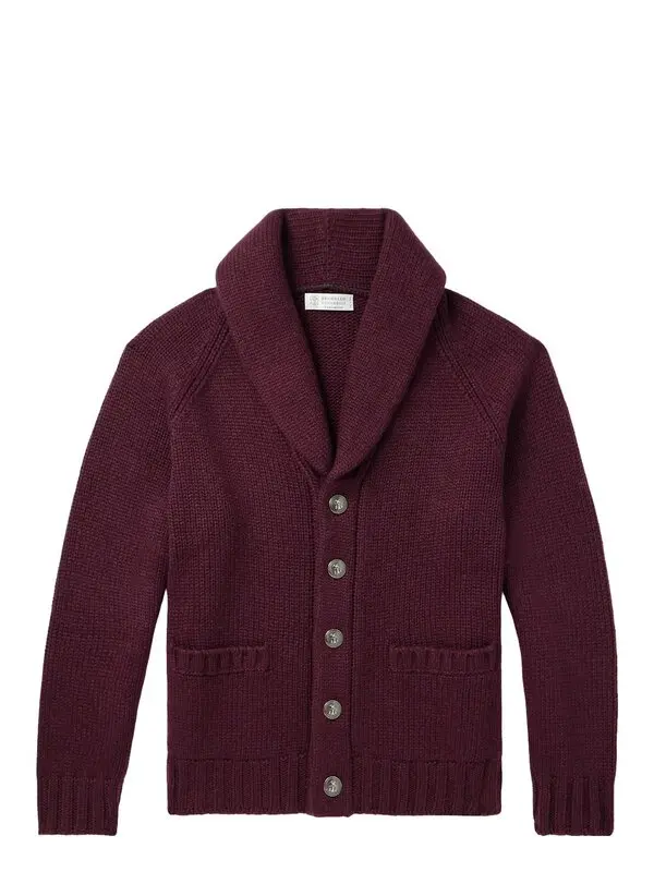 Brunello Cucinelli Shawl-collar Cashmere Cardigan - Burgundy