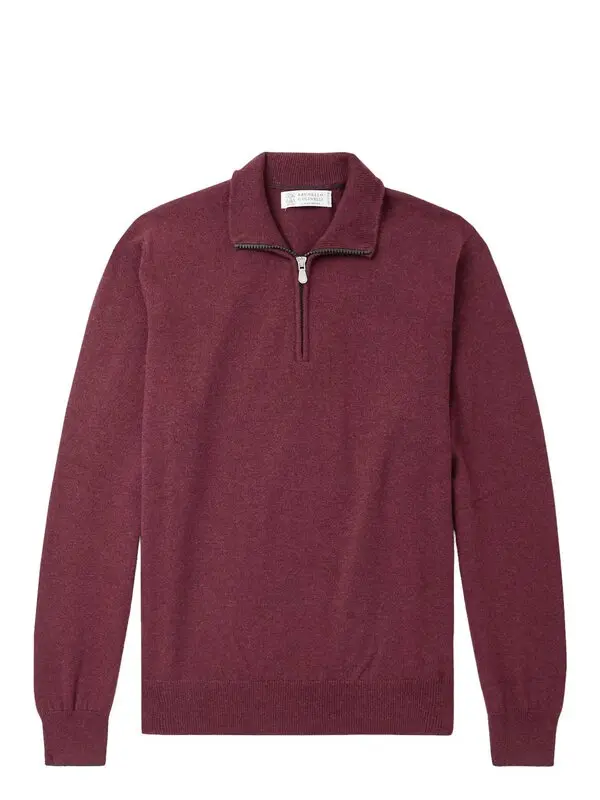 Brunello Cucinelli Cashmere Half-zip Sweater - Red
