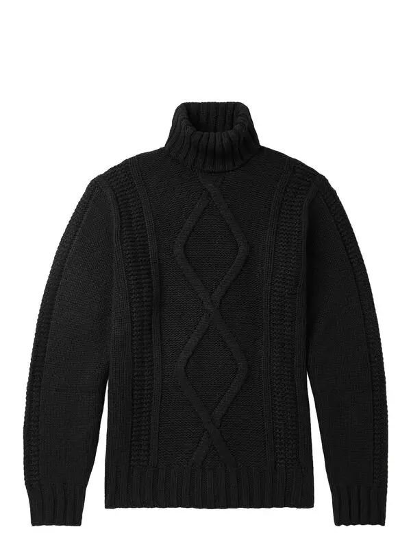 Brunello Cucinelli Intarsia Cashmere Rollneck Sweater - Black
