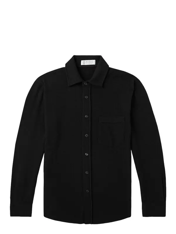 Brunello Cucinelli Wool, Cashmere And Silk-blend Shirt - Black