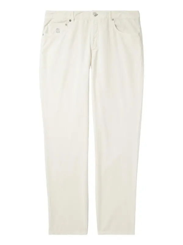 Brunello Cucinelli Slim-fit Cotton-corduroy Trousers - Neutrals