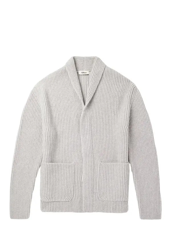 Altea Shawl-collar Ribbed Wool Cardigan - Gray