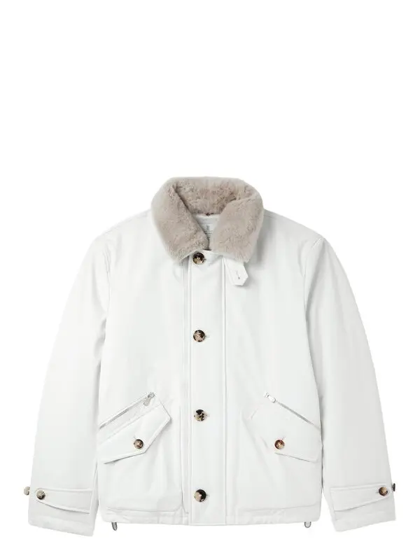 Brunello Cucinelli Shearling-trimmed Shell Jacket - White