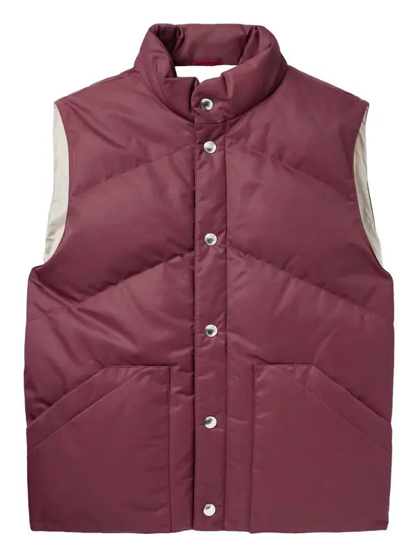 Brunello Cucinelli Quilted Shell Down Gilet - Burgundy