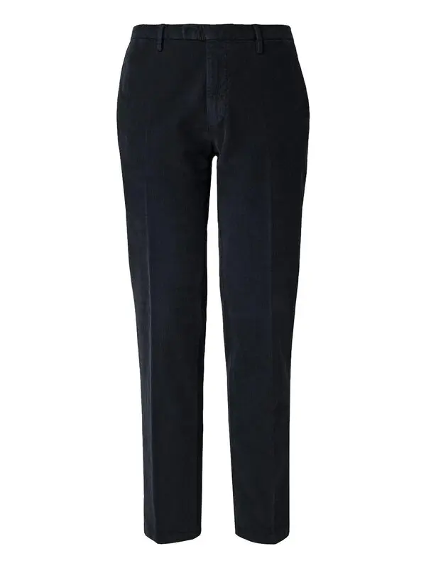 Boglioli Straight-leg Garment-dyed Cotton-blend Corduroy Trousers - Blue