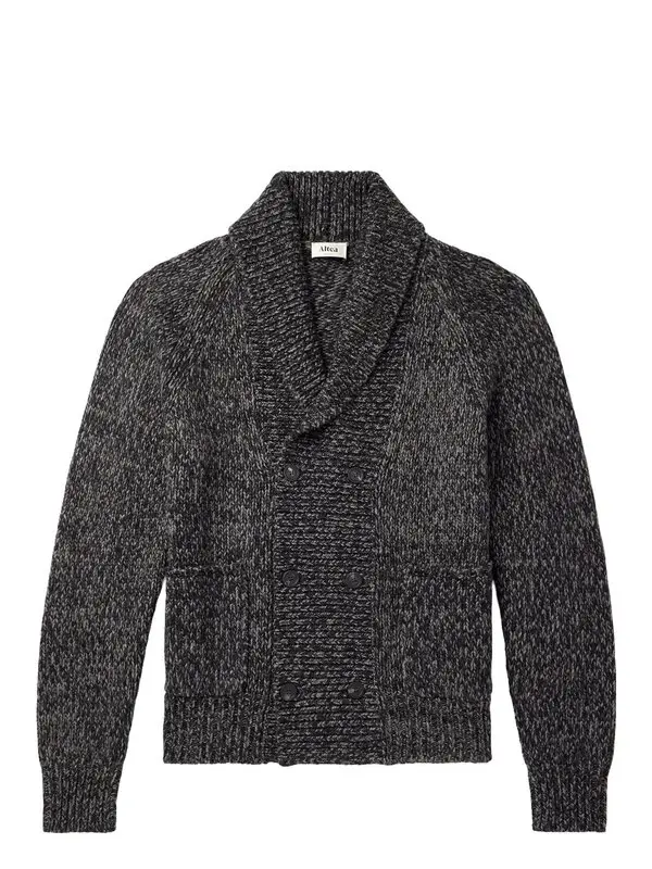 Altea Double-breasted Shawl-collar Knitted Cardigan - Gray