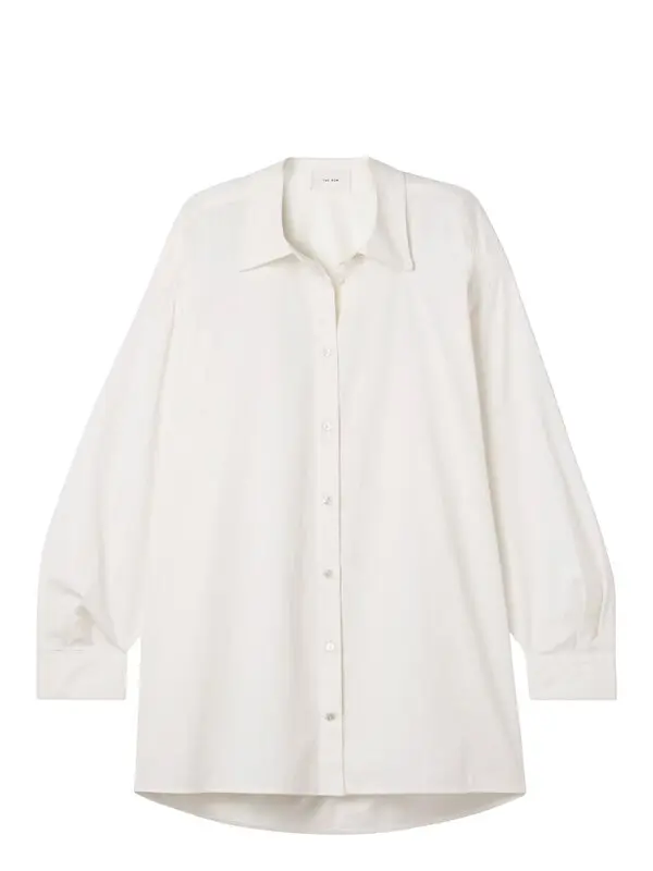 THE ROW Luka Oversized Cotton And Cashmere-blend Twill Shirt - White