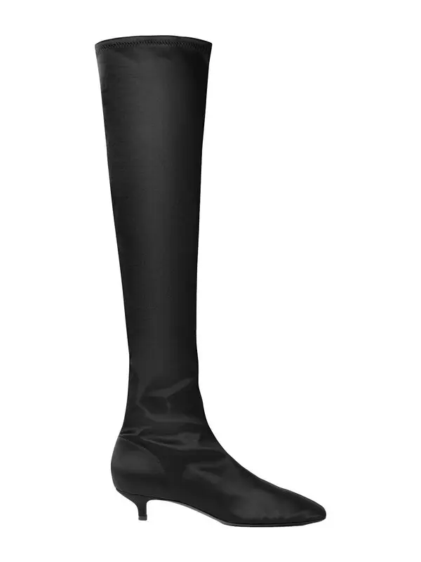 TOTEME Satin Knee High Boots - Black