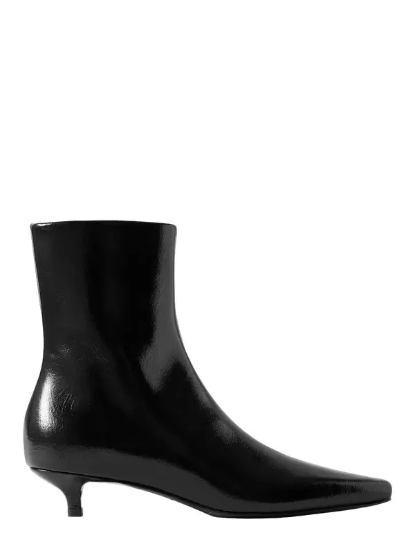 TOTEME Glossed-leather Ankle Boots - Black