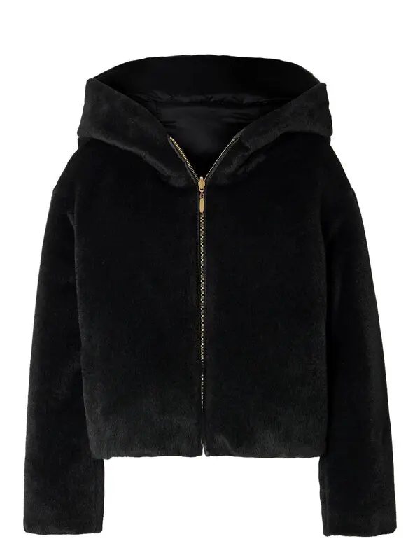 Max Mara Olly Hooded Reversible Alpaca And Wool-blend Down Jacket - Black