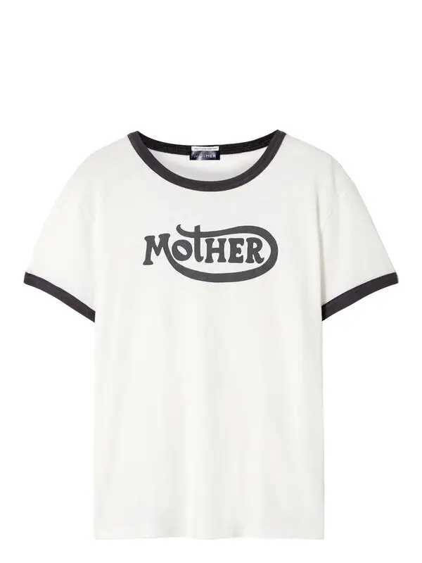 MOTHER The Lil Goodie Printed Cotton-blend Jersey T-shirt - White