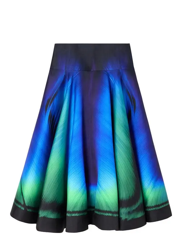 MARY KATRANTZOU Printed Twill Midi Skirt - Blue