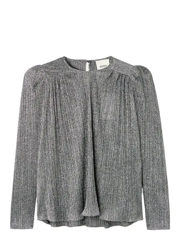 Isabel Marant Eylia Gathered Lamé Blouse - Silver