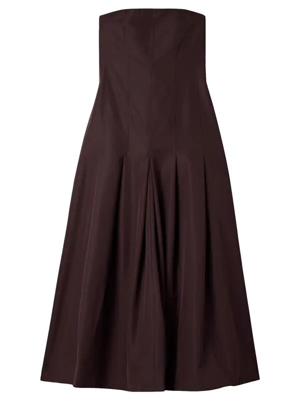 KALLMEYER Maeve Pleated Wool-blend Twill Midi Dress - Brown