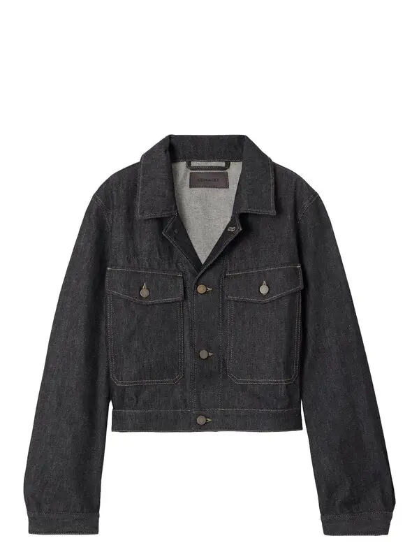 LEMAIRE Cropped Organic Denim Jacket - Blue