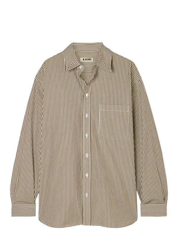 B Sides Nolan Striped Cotton-poplin Shirt - Brown