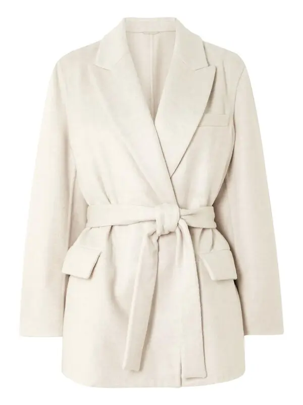 Brunello Cucinelli Belted Wool Blazer - Off-white