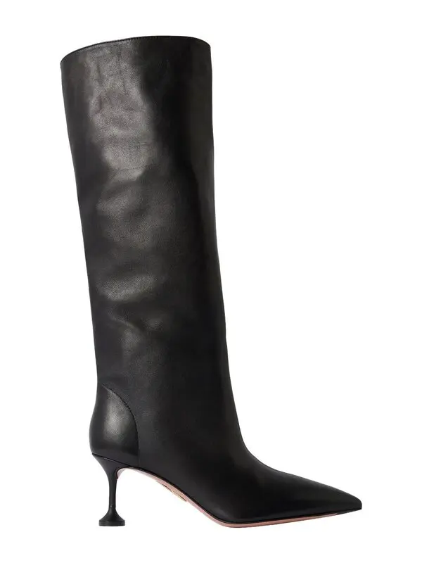 AQUAZZURA Lyla 65 Leather Knee Boots - Black