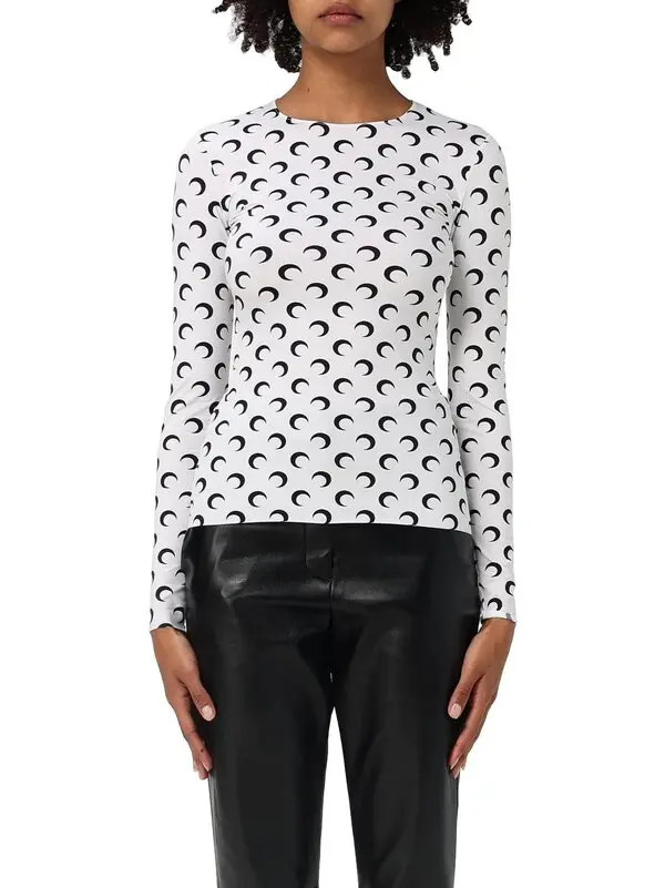 MARINE SERRE Long Sleeve T-shirt - White