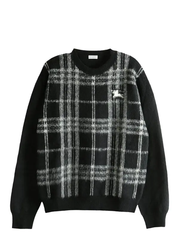 Burberry Check Crew Neck Sweater - Black